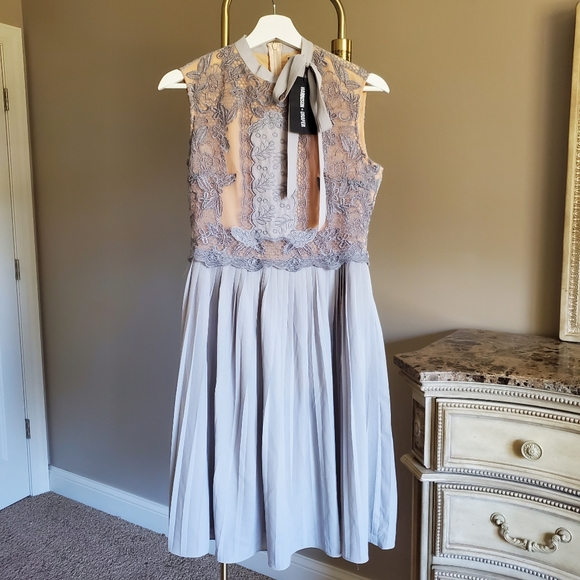 Harrison & Draper | Dresses | Harrison Draper Grey Lace Dress Pleated ...